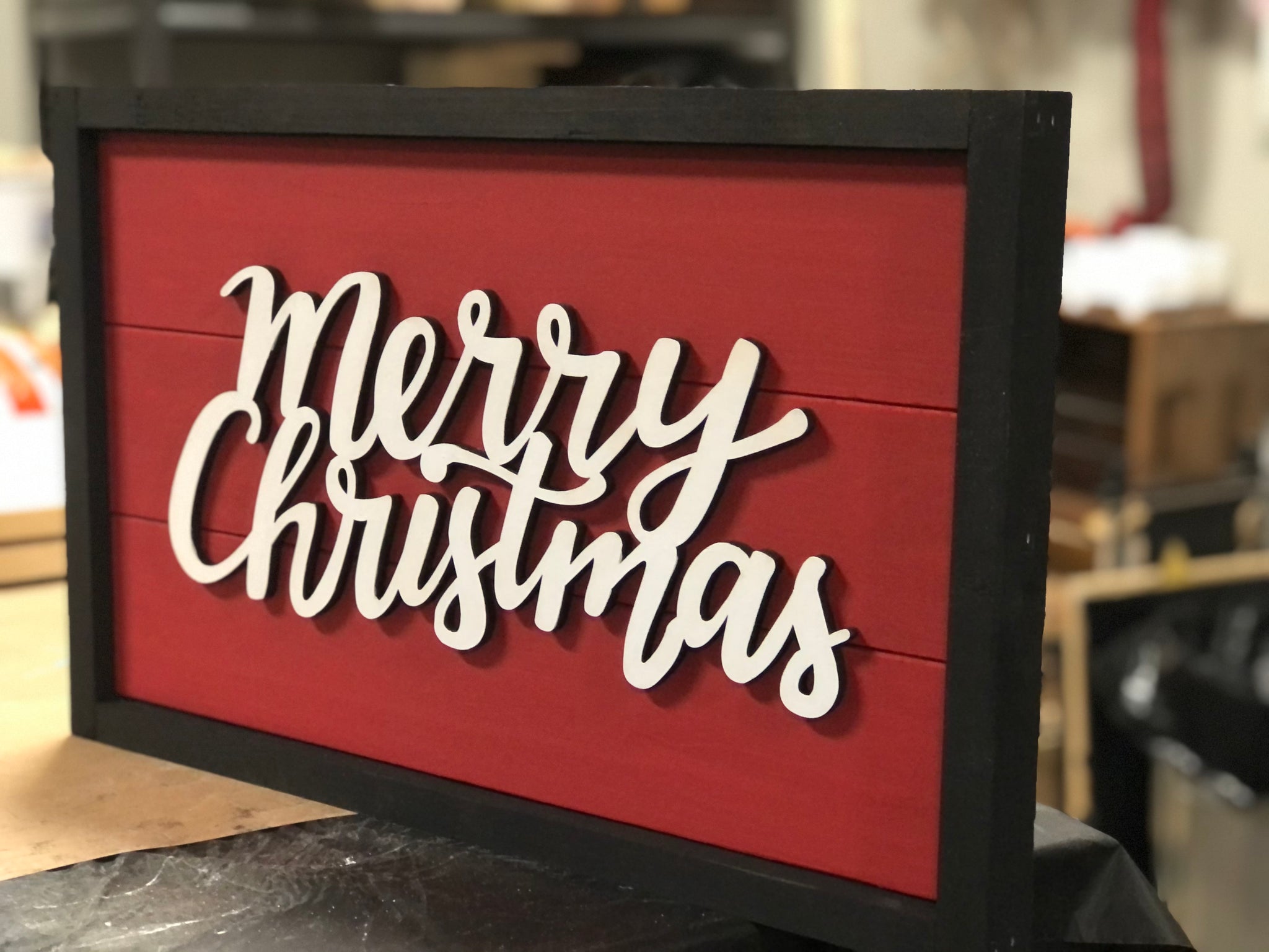 3D Merry Christmas Sign with Frame – Magnolia Signs